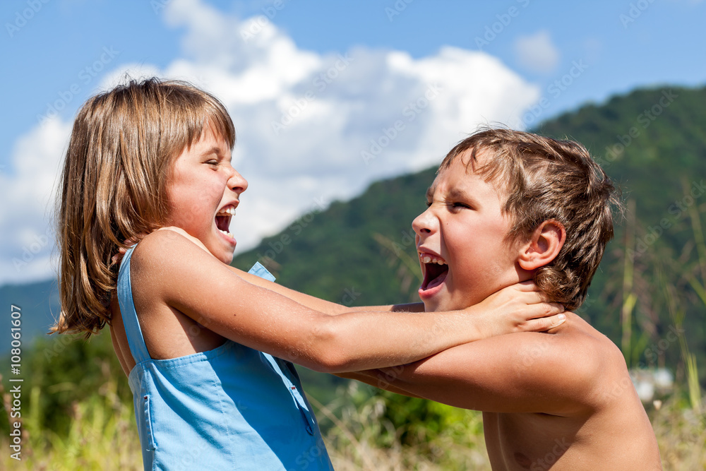 Children are swearing to each other Stock Photo | Adobe Stock