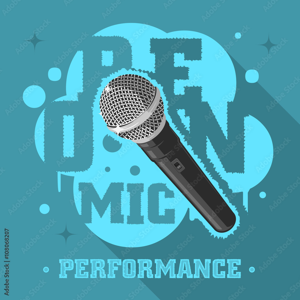 Open Mic Performance. Microphone Vector Illustration. Stock Vector ...