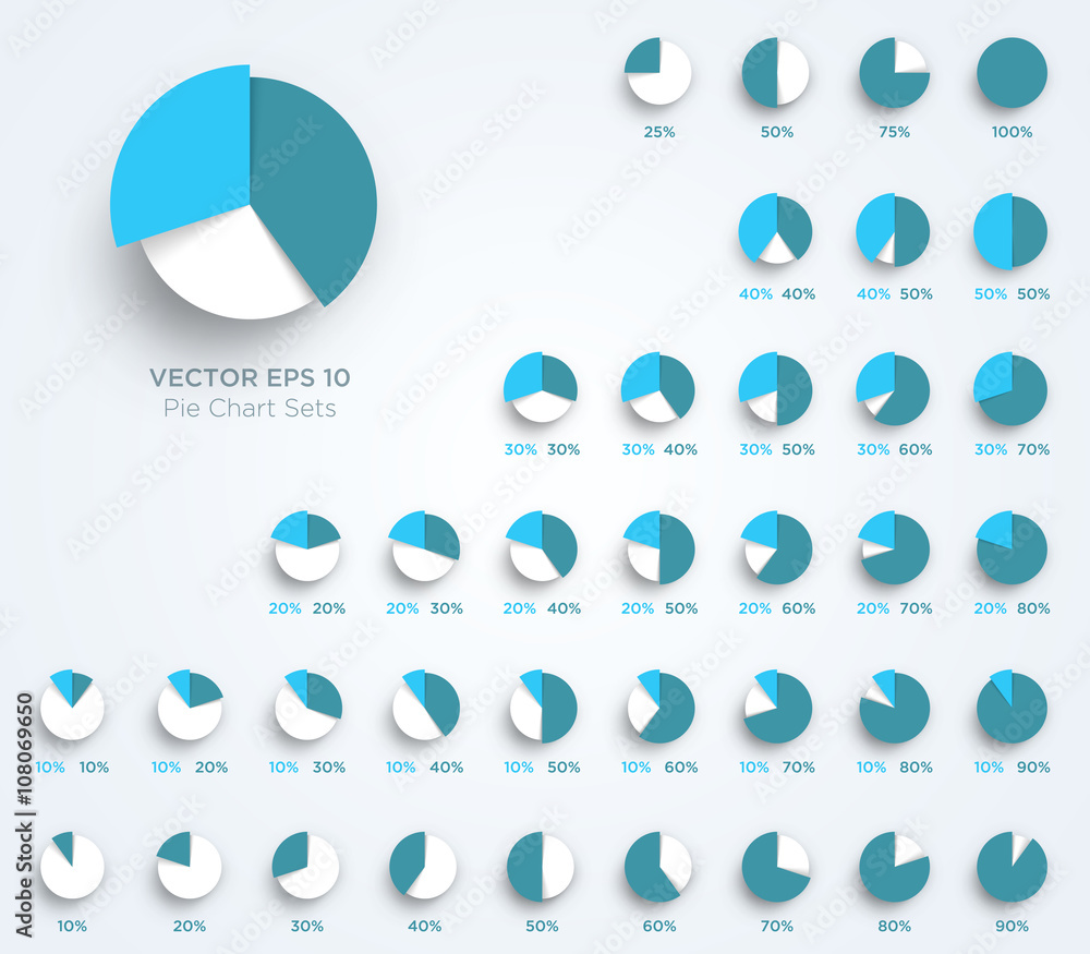 Infographic Vector 3d Pie Chart Sets C Stock Vector | Adobe Stock