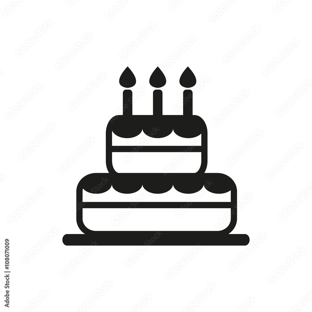 simple black cake icon on white background Stock Vector | Adobe Stock