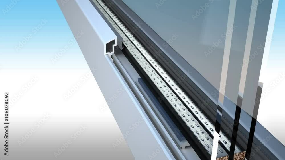 Plastic window frames and PVC profile with triple glazing in cross ...