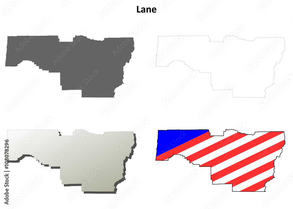 Lane County, Oregon outline map set Stock Vector | Adobe Stock