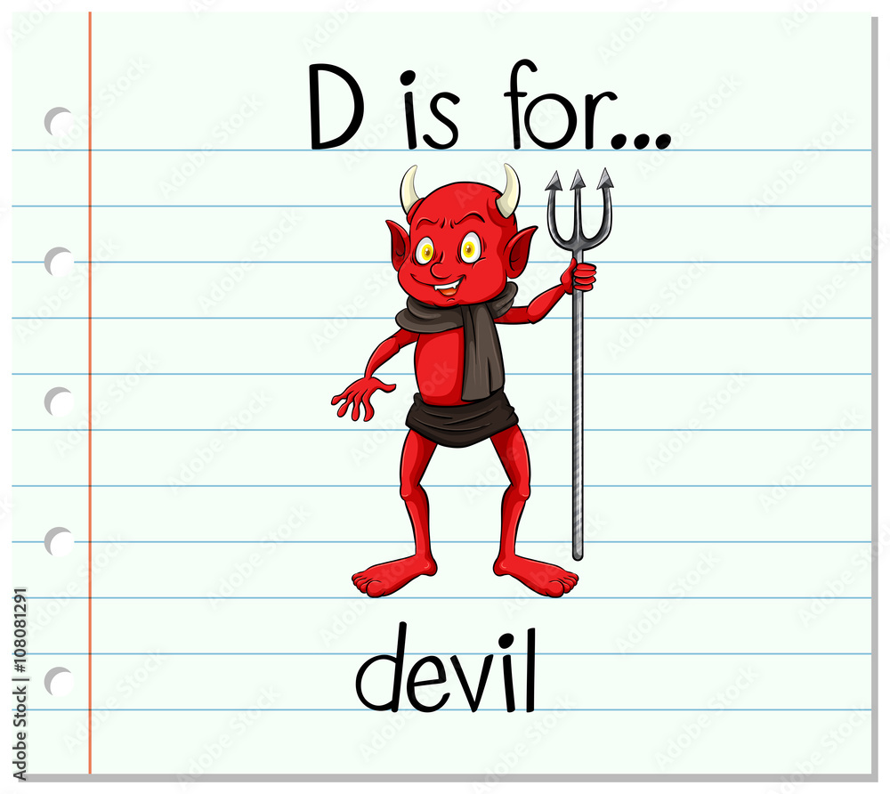 Flashcard letter D is for devil Stock Vector | Adobe Stock