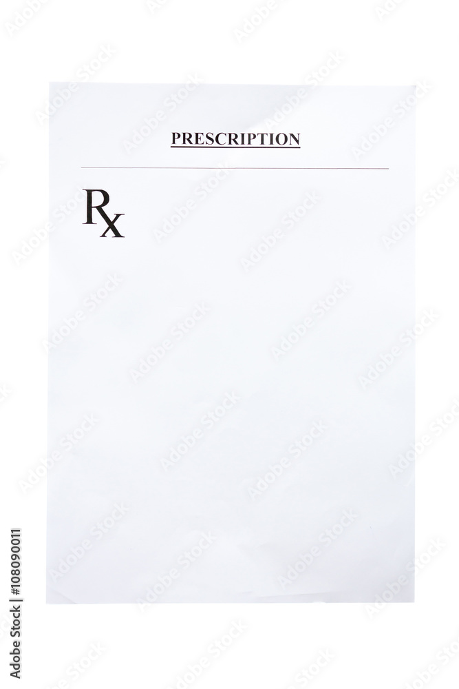 Blank prescription isolated on white background Stock Photo | Adobe Stock