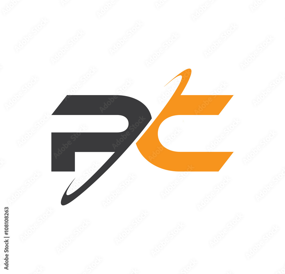 PC initial logo with double swoosh Stock Vector | Adobe Stock