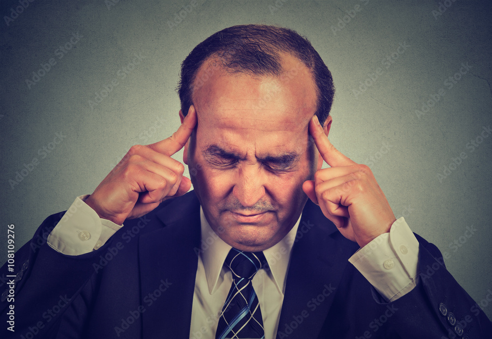 sad man with worried stressed face expression thinking trying to ...