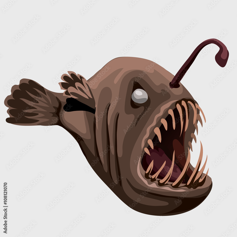 Poster Fossil toothy brown fish lamp, image isolated – Wall Art | UkPosters