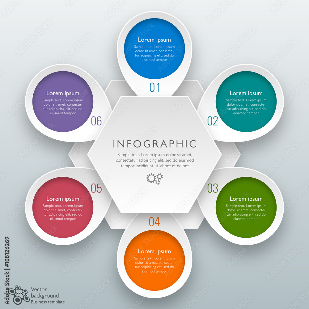 Graphic Chart #6-Step Process Stock Vector | Adobe Stock
