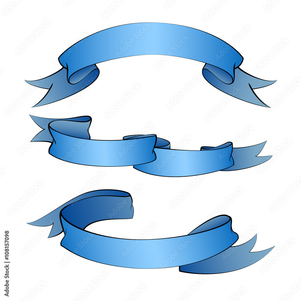 three nlue tattoo vector ribbons for logos, invitations and web Stock ...