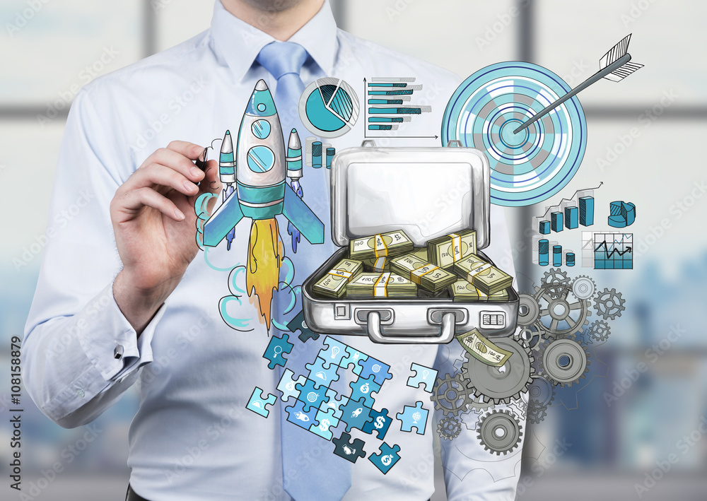 Start up drawing man Stock Photo | Adobe Stock