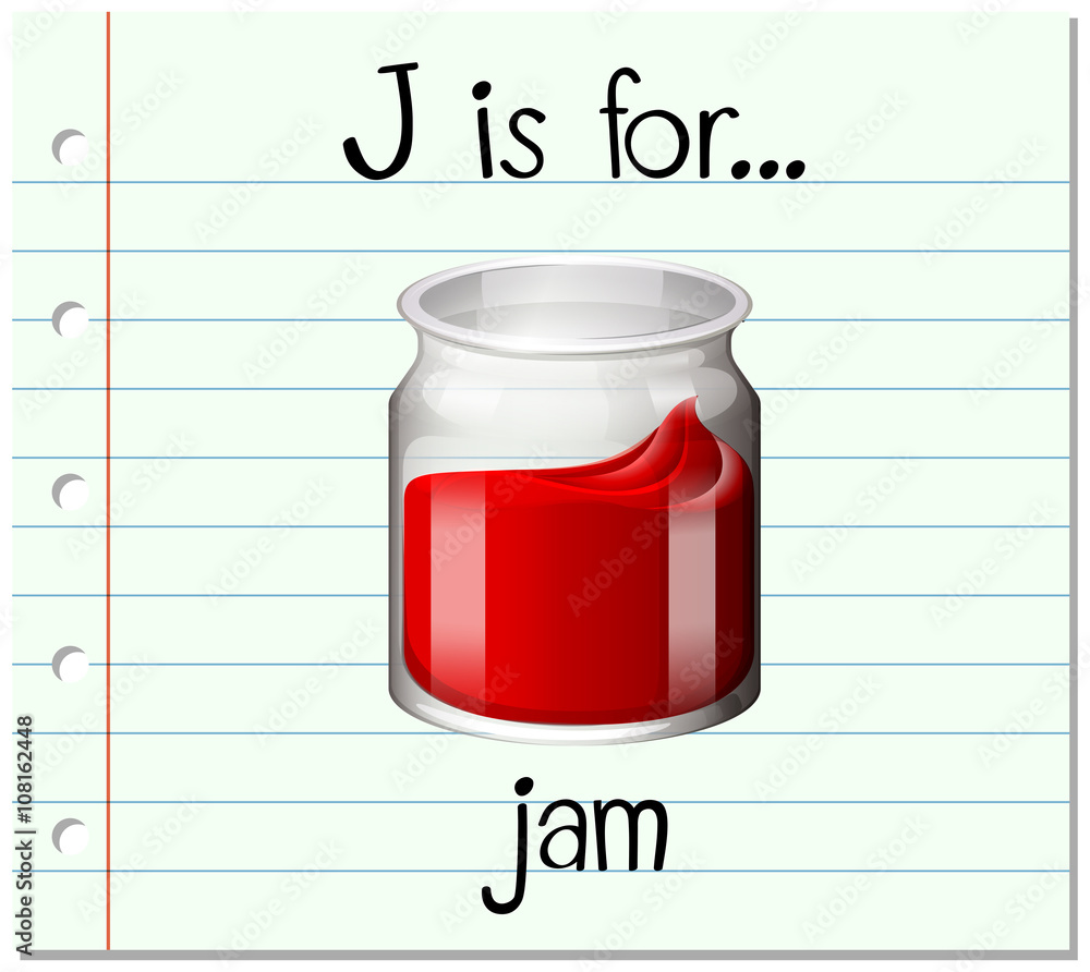 Flashcard letter J is for jam Stock Vector | Adobe Stock