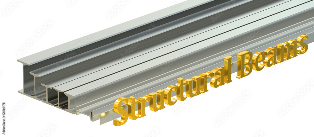 structural beams, steel rolled metal H-beam. 3D rendering Stock ...