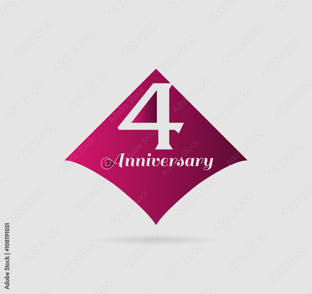 Template logo 4th anniversary, 4 years anniversary logo Stock Vector ...