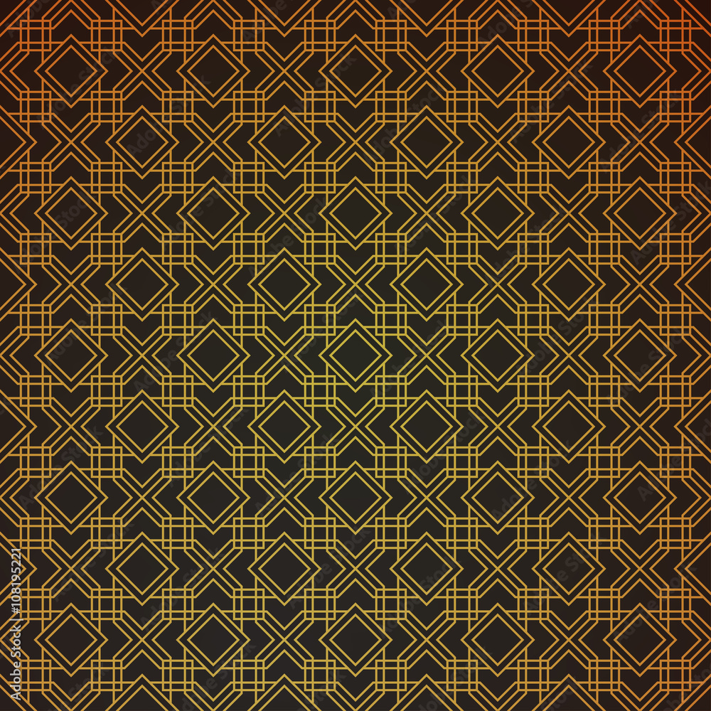 Gold Geometric Retro Abstract Seamless Cube Pattern With Rhombuses Square Vintage Party