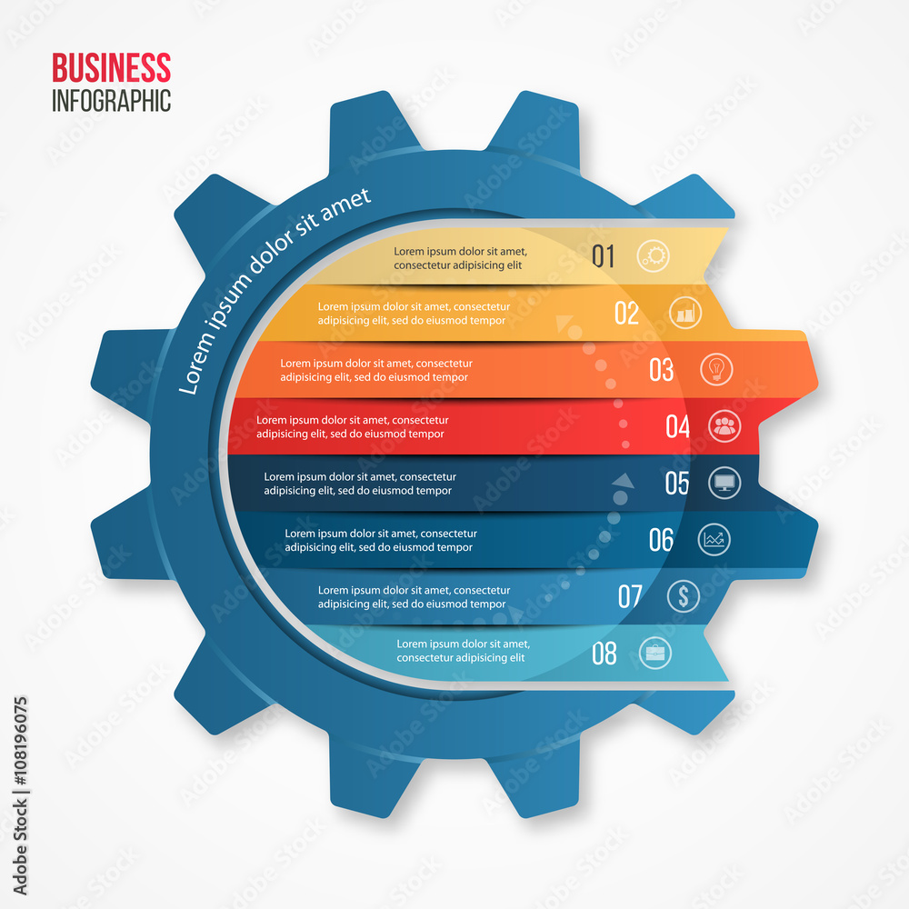 Vector business and industry gear style infographic template for graphs ...