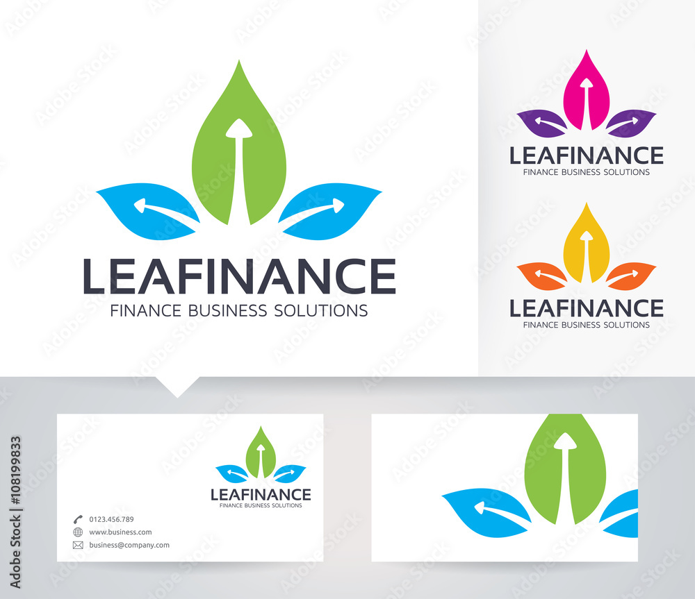 Leaf Finance vector logo with alternative colors and business card ...