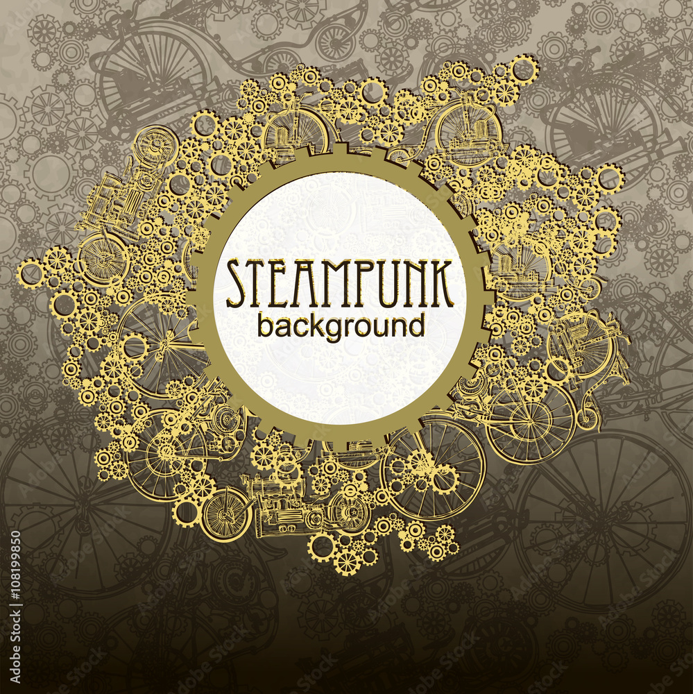 Steampunk style. Template steampunk design for card. Frame steampunk ...