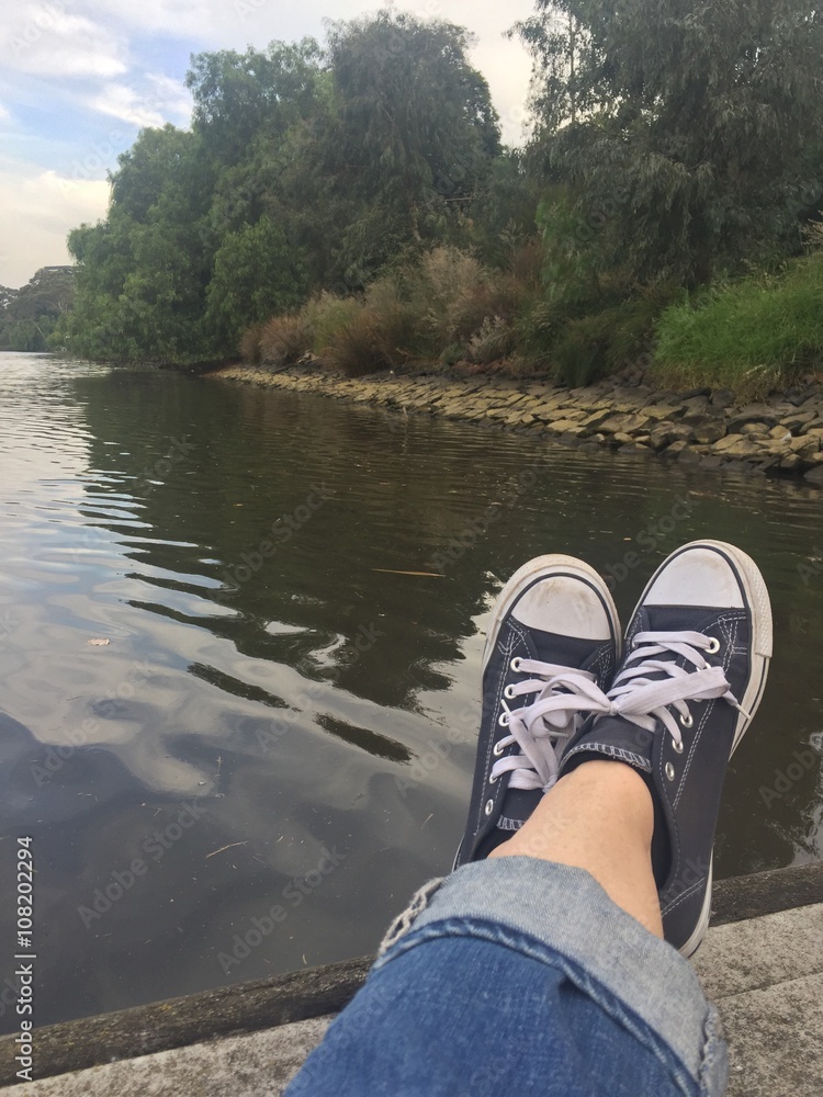 relaxing on the pier Stock Photo | Adobe Stock