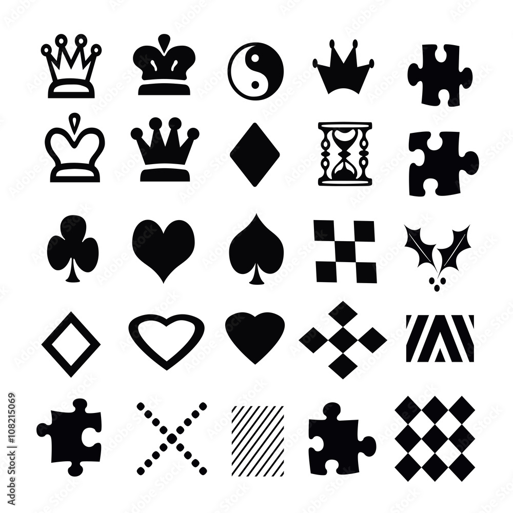 The silhouettes of the characters of Board games on a white background ...