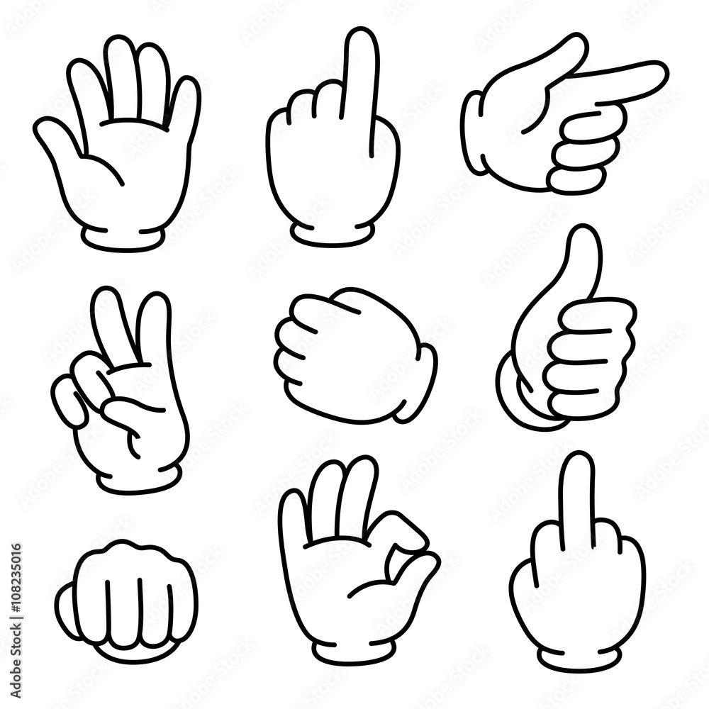 Cartoon hands set Stock Vector | Adobe Stock