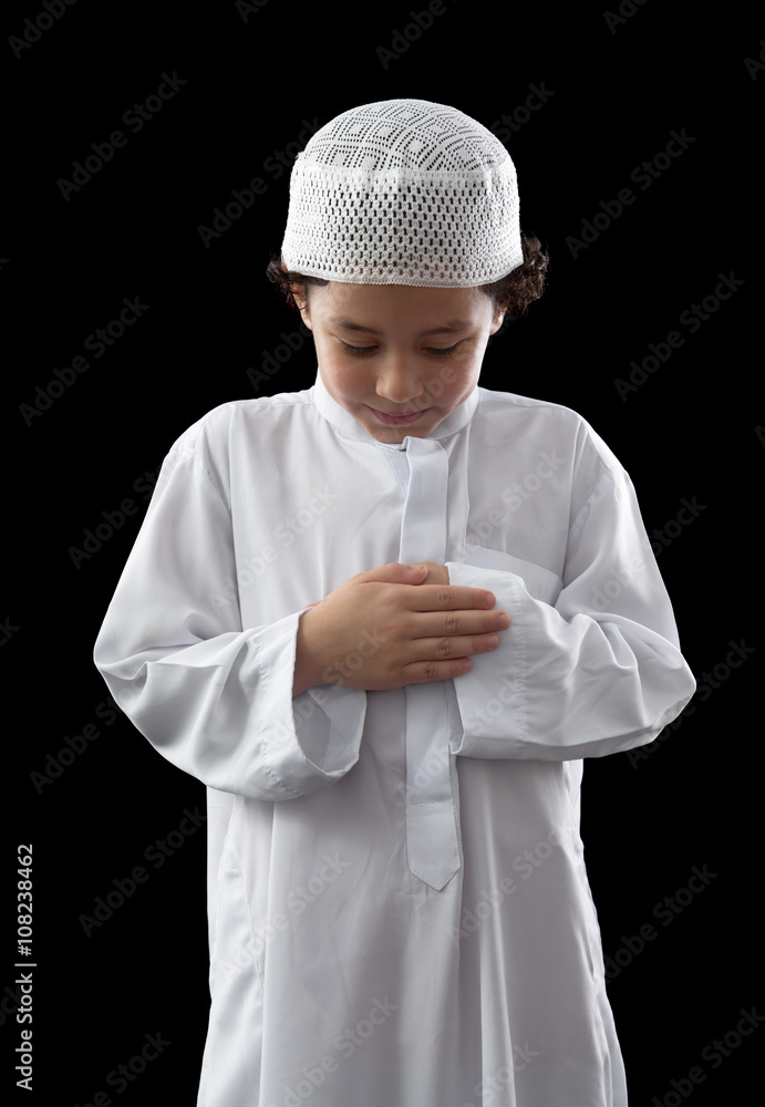 Little Young Muslim Boy During Prayer Stock Photo | Adobe Stock