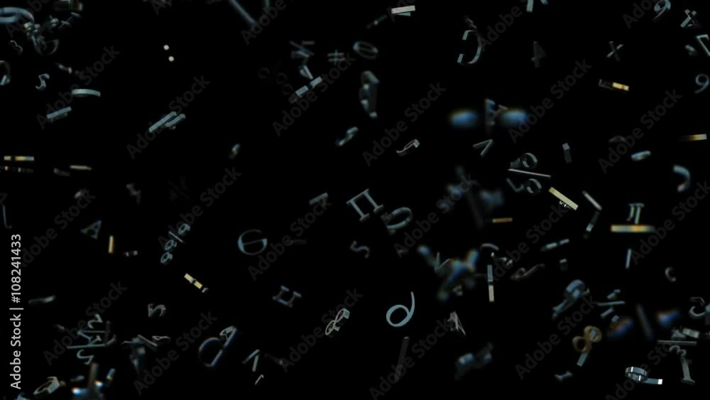 Flying numbers and mathematical symbols with alpha matte. Looks good ...