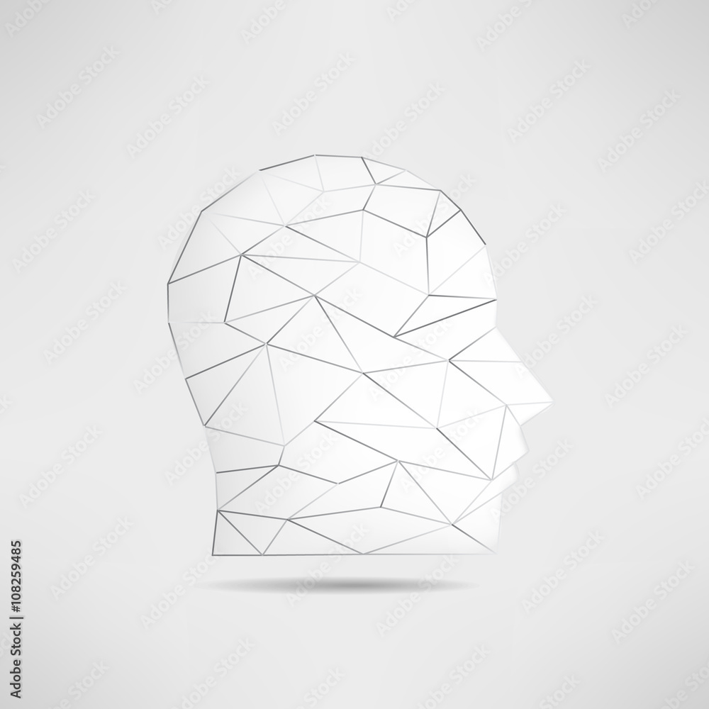 Human head profile silhouette isolated. 3d mans head avatar. Internet ...