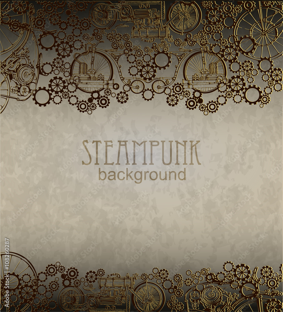 Steampunk style. Template steampunk design for card. Frame steampunk ...