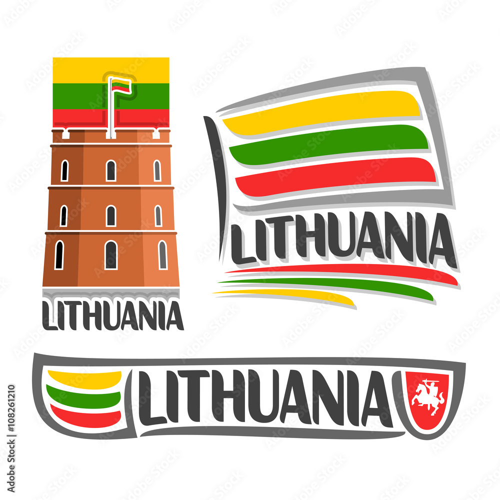 Vector of logo for Lithuania, consisting of 3 isolated illustrations ...