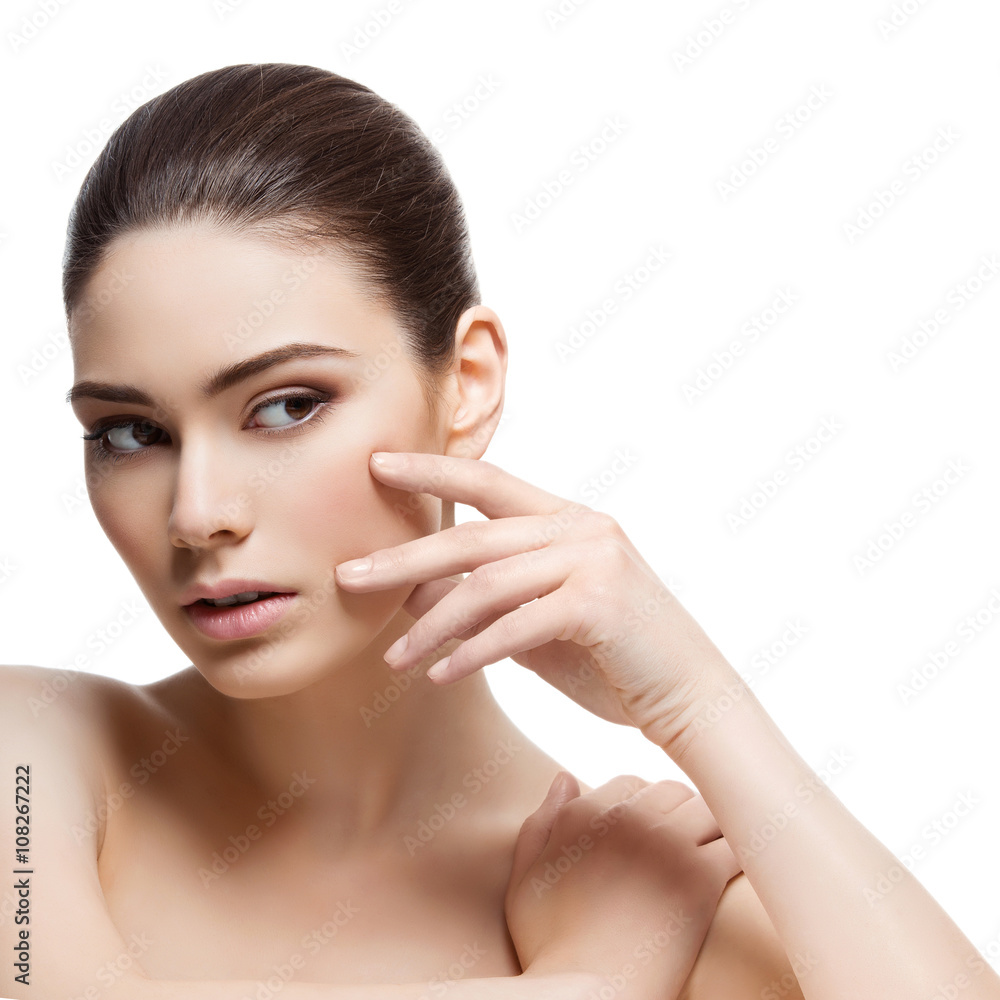 Beautiful girl touching face Stock Photo | Adobe Stock