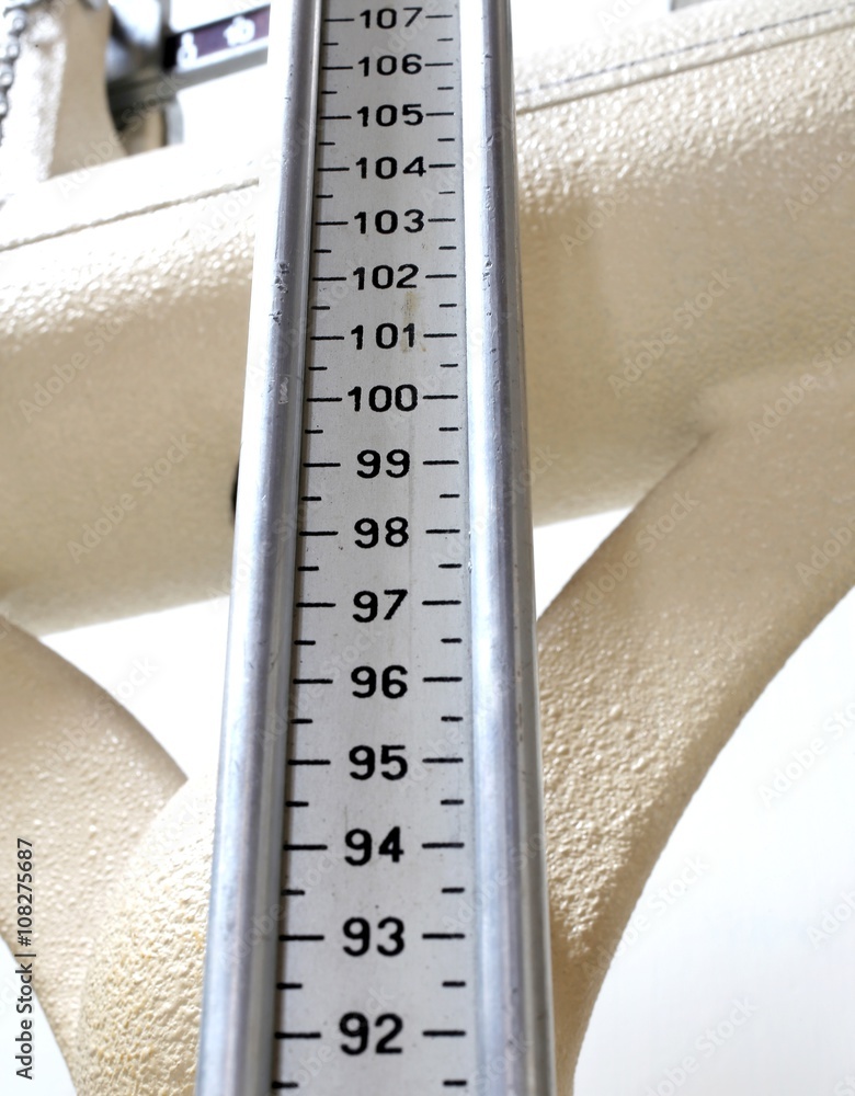 measuring rod for measuring the height in an ancient scale Stock Photo ...