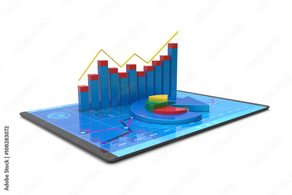 3D Rendering analysis of financial data in charts - modern graphical ...