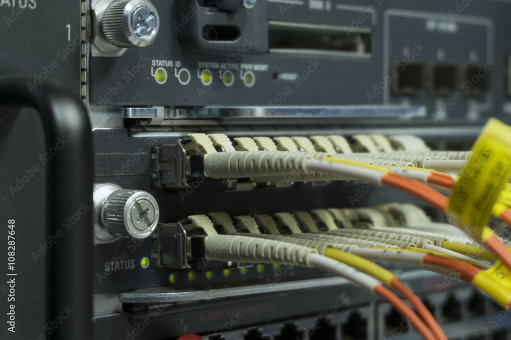 Fiber Optic connect to network switch Stock Photo | Adobe Stock