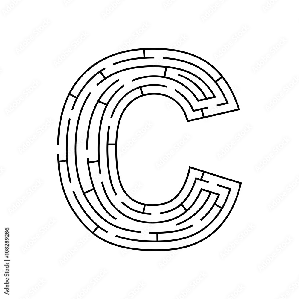 Puzzle game for kids maze letter C Stock-Vektorgrafik | Adobe Stock