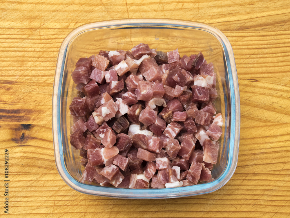 Tacos de jamón picado en tabla de madera, Stock Photo | Adobe Stock