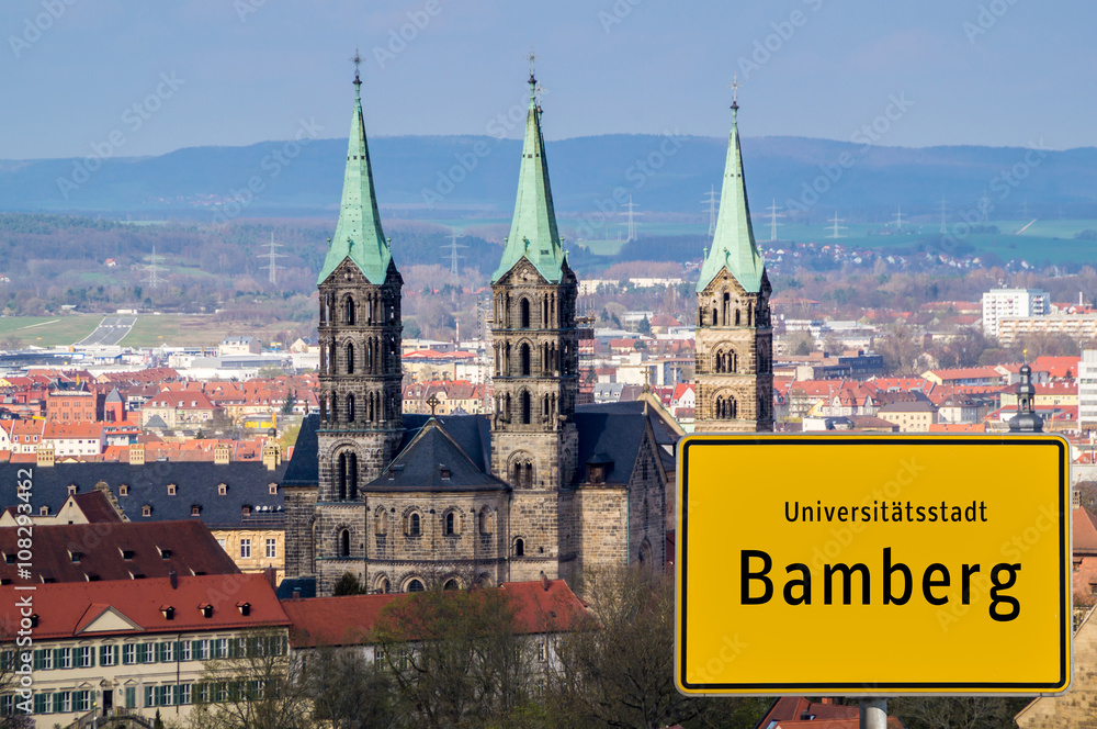 Universitätsstadt Bamberg Schild Stock-Foto | Adobe Stock