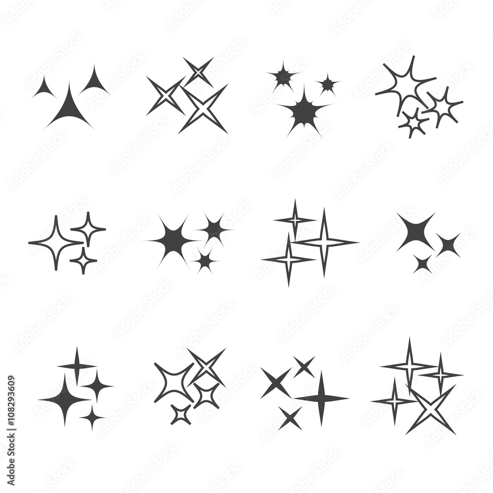 Vector sparkles icon set. Star element, light and bright vector illustration Stock Vector ...