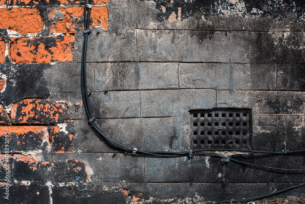 Black painted air vent and electric cables Stock Photo | Adobe Stock