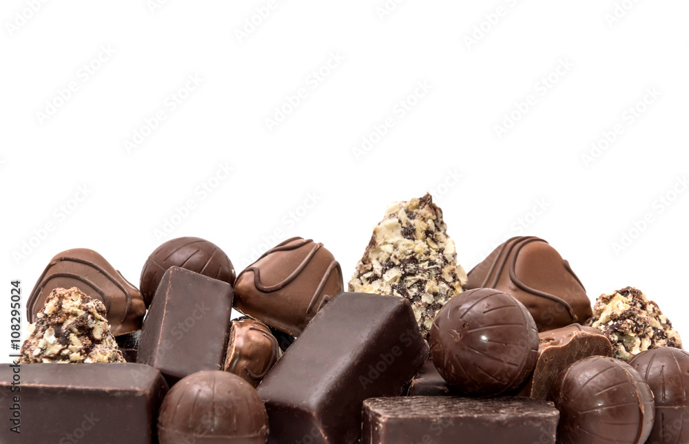 Chocolate candies isolated on white Stock Photo | Adobe Stock