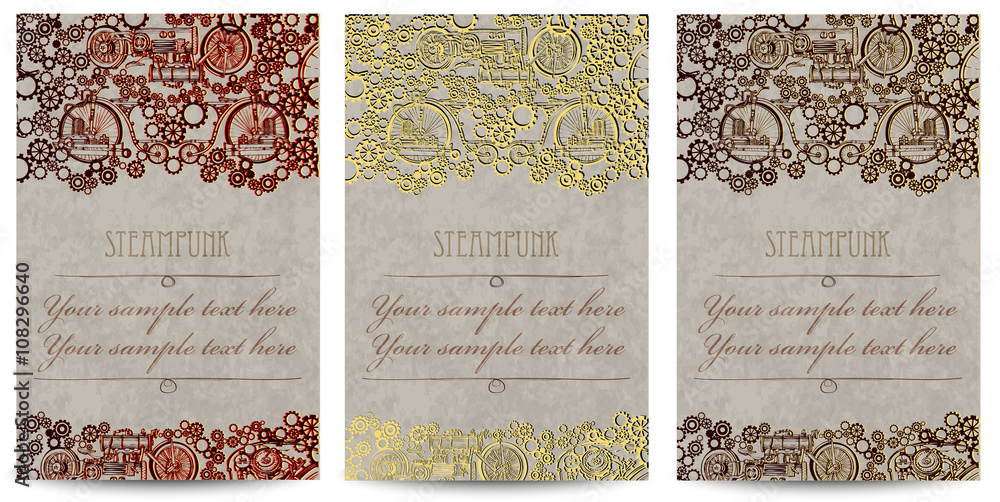 Steampunk style. Template steampunk design for card. Frame steampunk ...