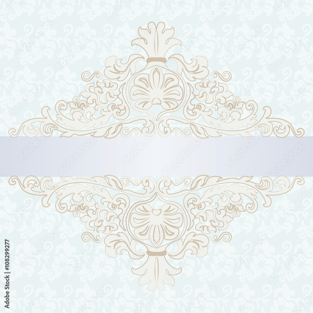 Classic rococo ornament design card for weddings, ceremonies ...