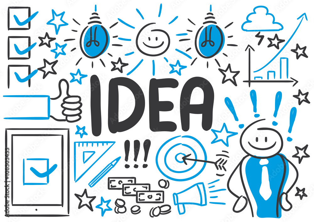 Stick Figure Series Blue Chart / Idea Stock Vector | Adobe Stock