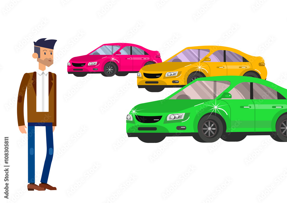Used cars reselling concept with hands holding keys and money flat ...