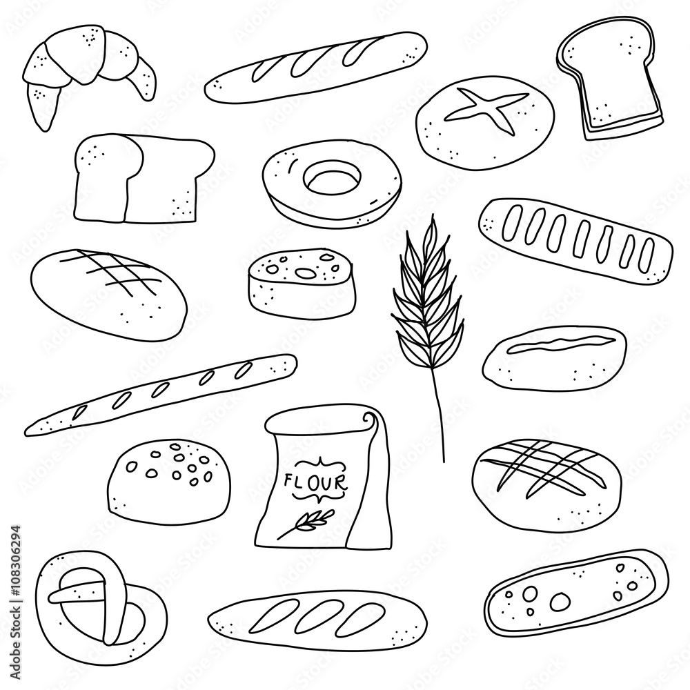 Bread bakery doodle illustration drawing background icon Stock Vector ...