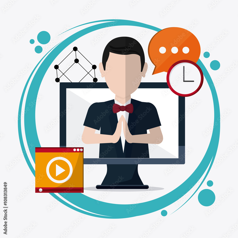 colorful webinar icon over white background , vector illustration Stock ...