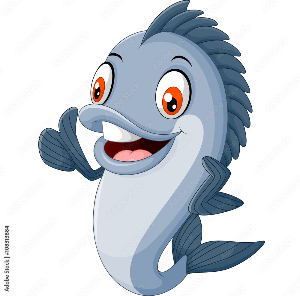 cartoon fish giving thumb up Stock Vector | Adobe Stock