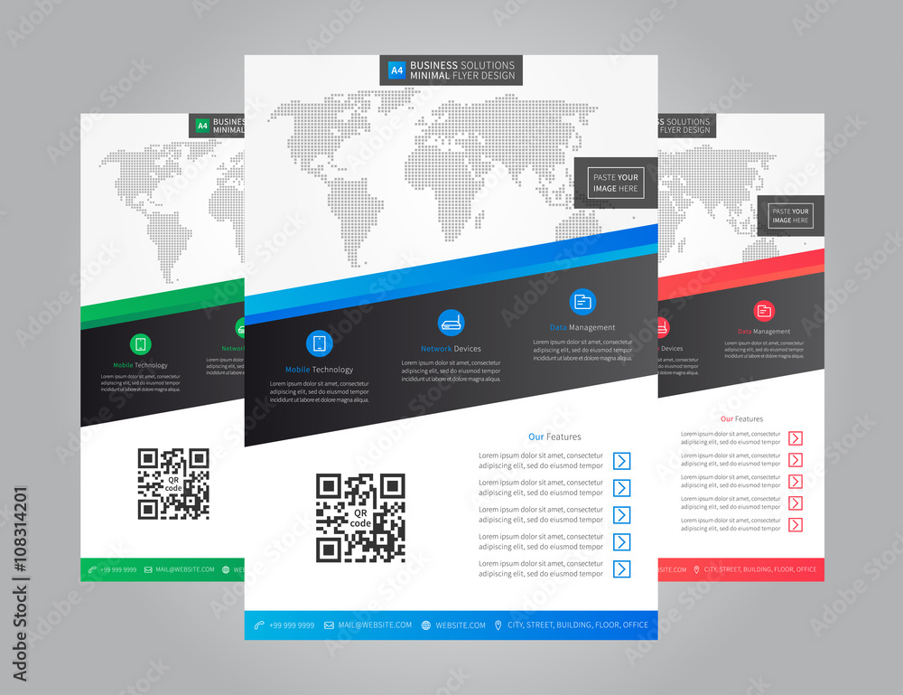 Flyer (leaflet) layout vector design. A4 size page with sample text ...
