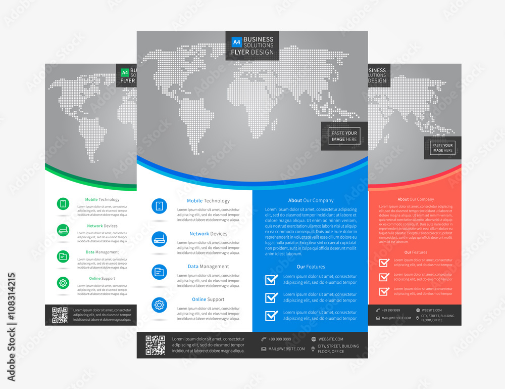 Leaflet (flyer, brochure, report, booklet) layout vector design. A4 ...