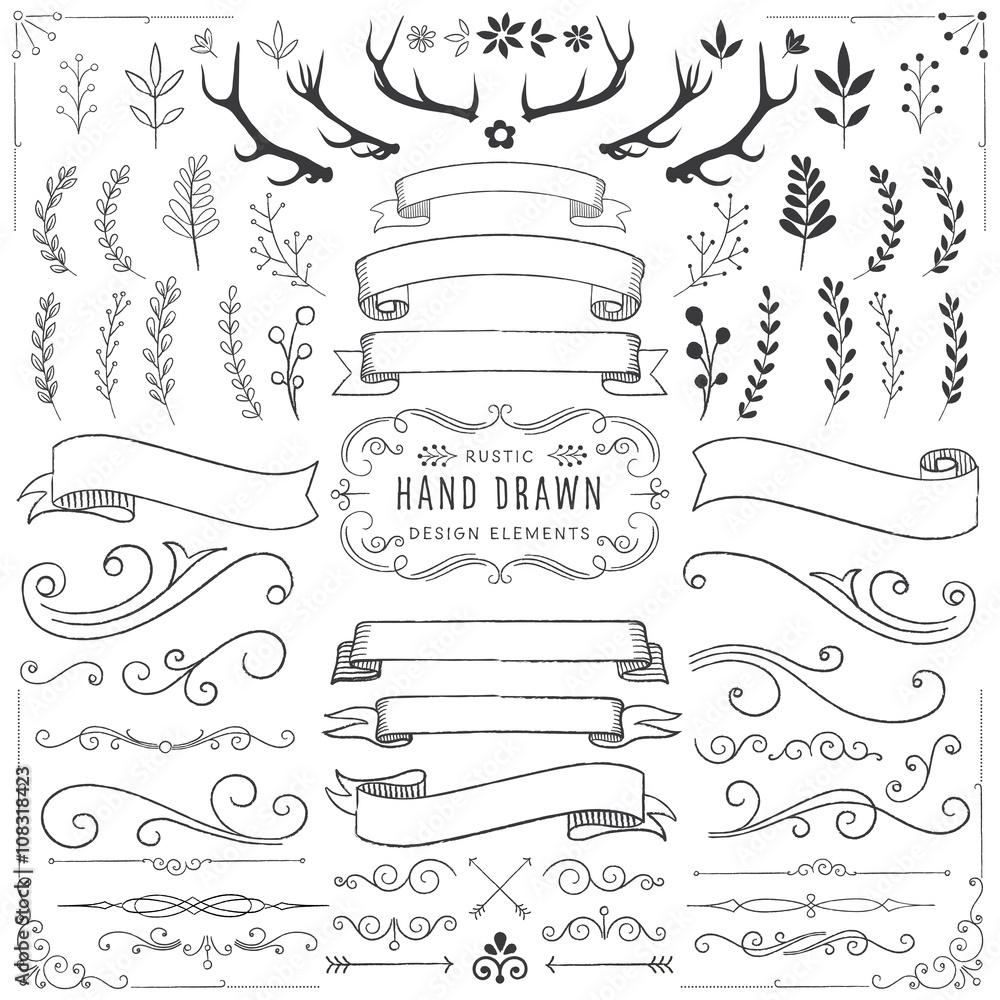 Rustic Clipart Set Stock Vector | Adobe Stock