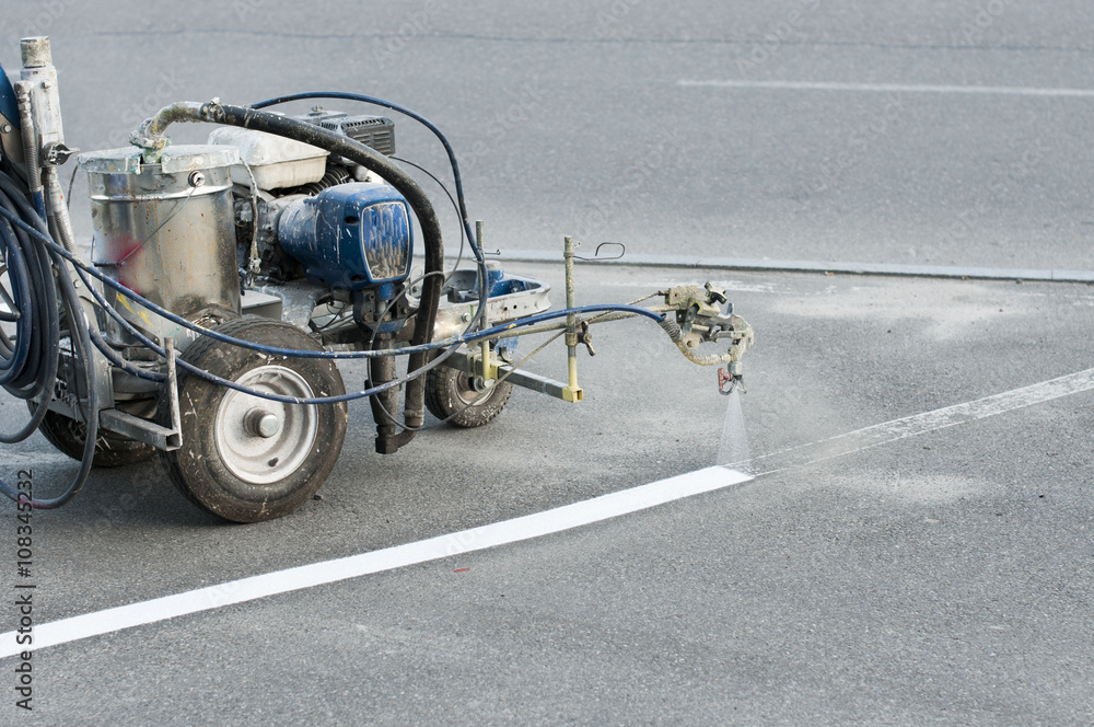 manual spray marking machine for parking layout Stock Photo | Adobe Stock